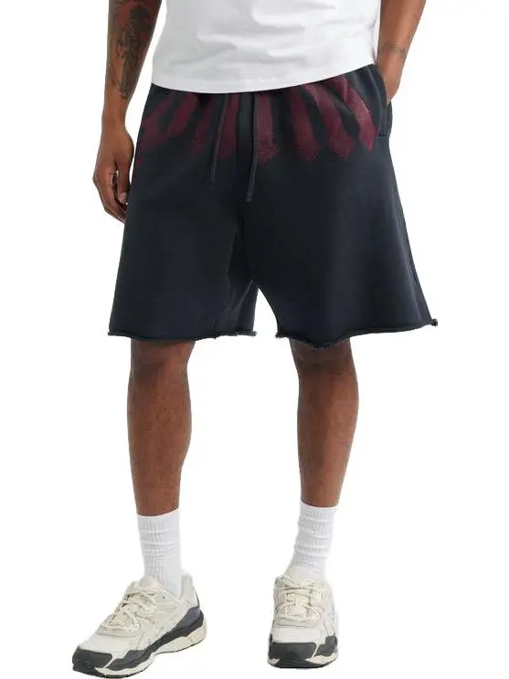 Palm Angels Big Logo Graphic Sweat Shorts - Black Burgundy