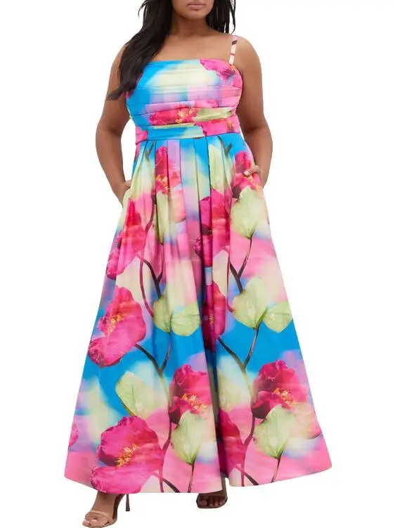 City Chic Rosalee Floral Maxi Dress - Azure Bloom