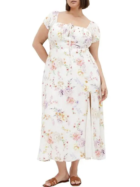 City Chic Puff Sleeve Maxi Dress - Flirty Floral