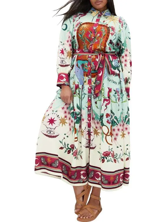 City Chic Ezra Printed Maxi Shirtdress - Hero Dreamscape