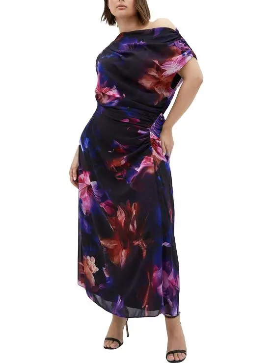 City Chic Floral One-shoulder Maxi Dress - Vivid Floral