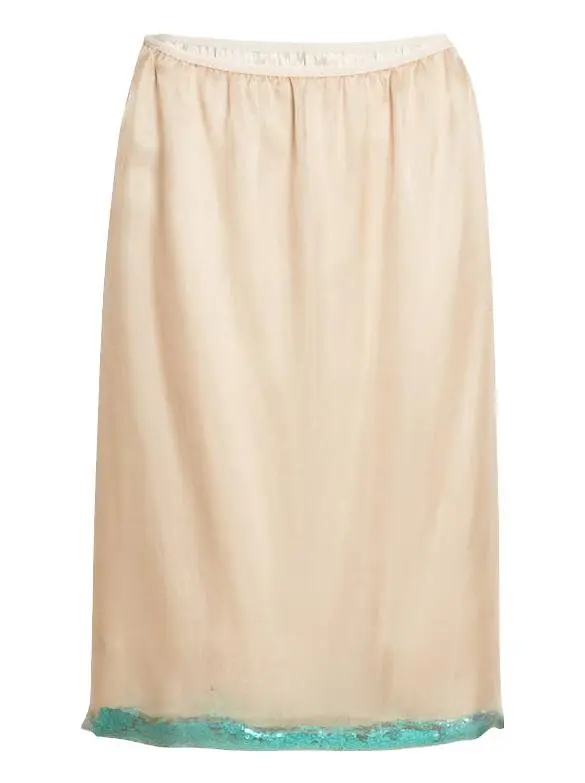 JULIE KEGELS Sidney Glitter Hem Silk Skirt - Beige