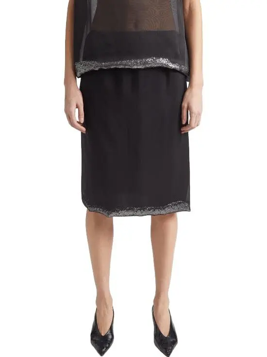 JULIE KEGELS Sidney Glitter Hem Silk Skirt - Black