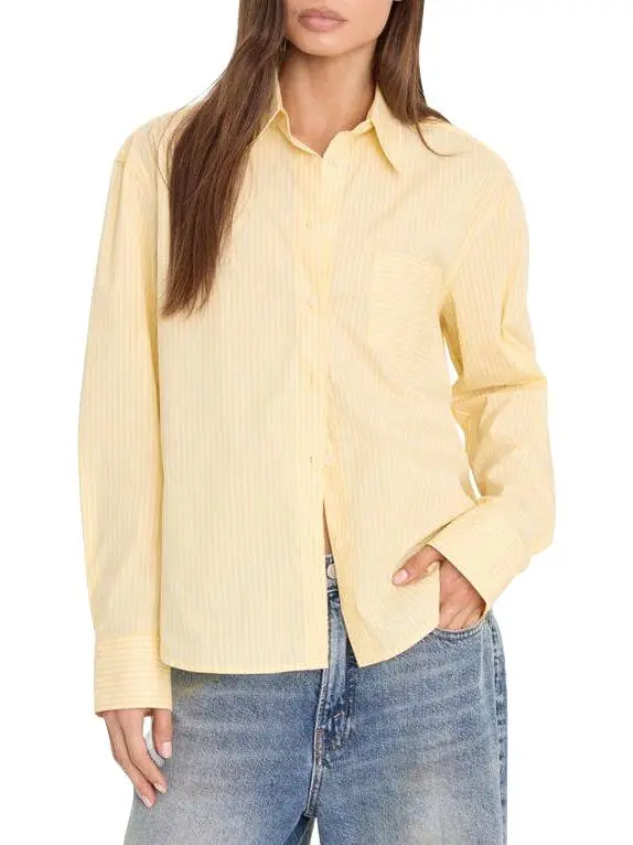 Good American Boxy Stripe Cotton Poplin Blend Button-up Shirt - Butterbeam Stripe