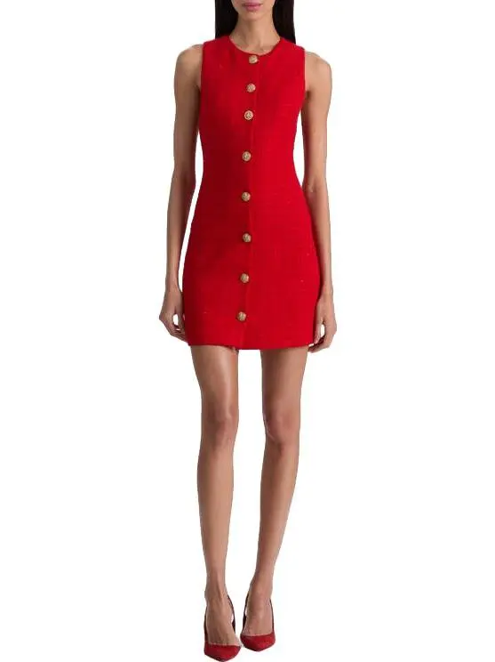 Alice + Olivia Cade Tweed Minidress - Chili Pepper