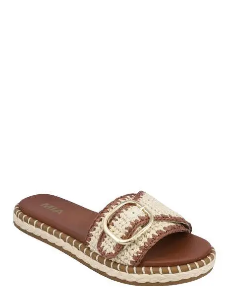 Mia Sabriel Raffia Slide Sandal - Bone/cognac