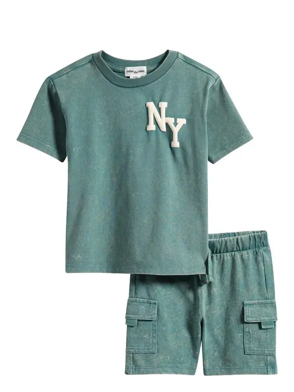 MILES Organic Cotton Graphic T-shirt & Shorts Set - Teal