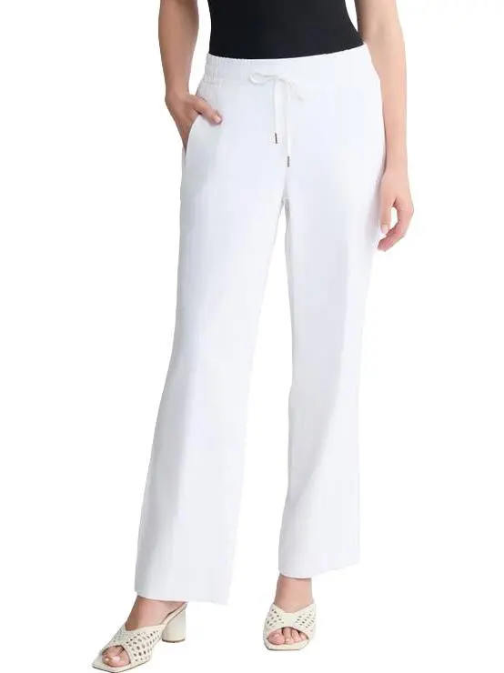 Jones New York Tie Waist Linen Blend Tapered Pants - Natural White