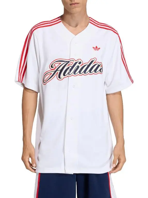 Adidas Summer League Varsity Baseball Jersey - White/better Scarlet/
