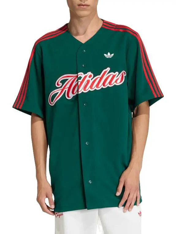 Adidas Summer League Varsity Baseball Jersey - Green/better Scarlet/