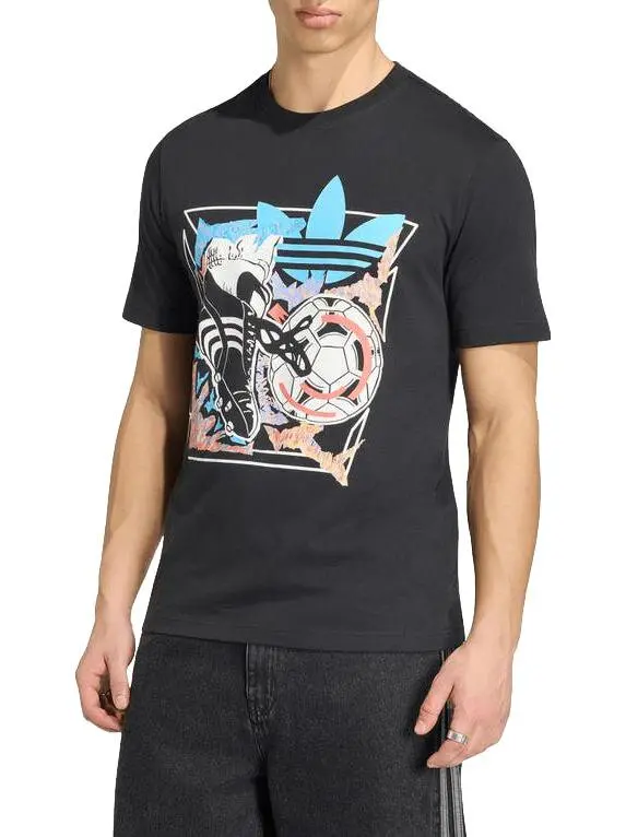 Adidas Anime Soccer Cotton Graphic T-shirt - Black//
