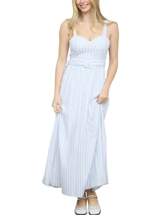 BLU PEPPER Striped Sleeveless Dress - Light Blue