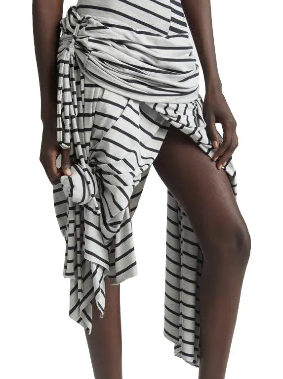 Vaquera Stripe Jersey Asymmetric Skirt - Black Grey