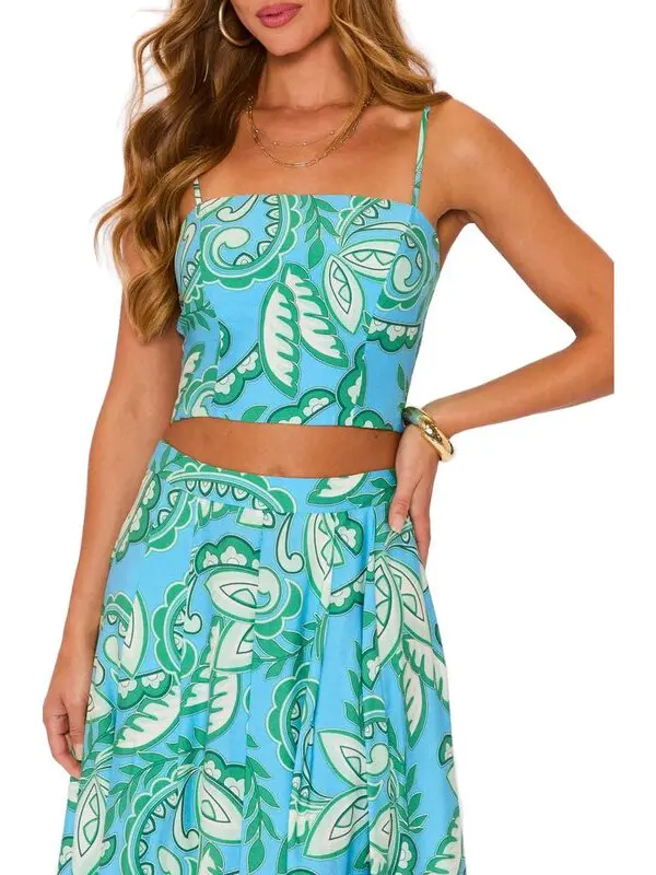 VICI Florence Floral Crop Tank Top - Blue