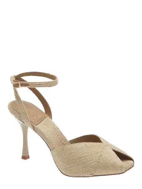 Jeffrey Campbell Behoove Ankle Strap Peep Toe Pumps - Natural Jute