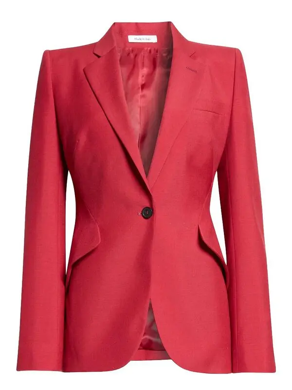 Alexander McQueen Single-breasted Wool & Mohair Jacket - Raspberry