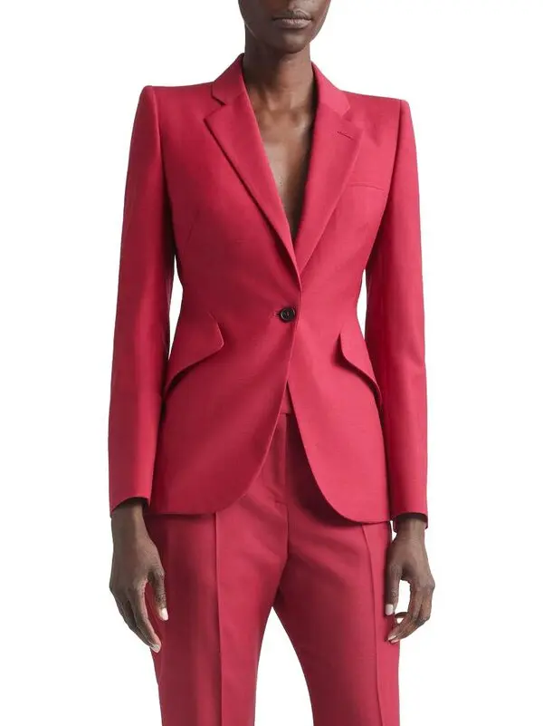 Alexander McQueen Single-breasted Wool & Mohair Jacket - Raspberry