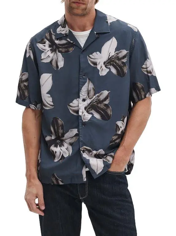 Rag & Bone Avery Floral Camp Shirt - Navy
