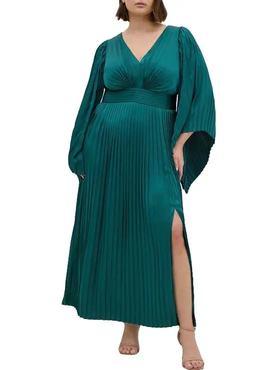 City Chic Carmina Long Sleeve Maxi Dress - Emerald