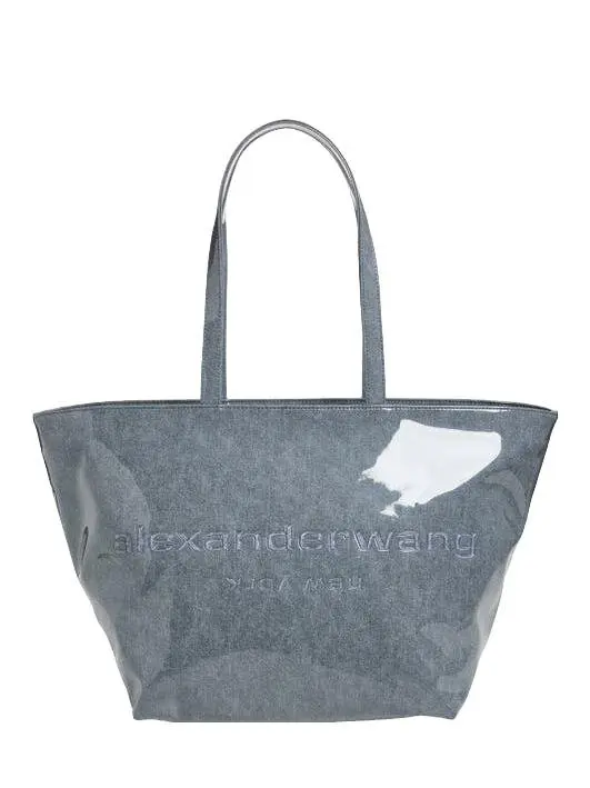 Alexander Wang Punch Lacquered Denim Tote Bag - Navy