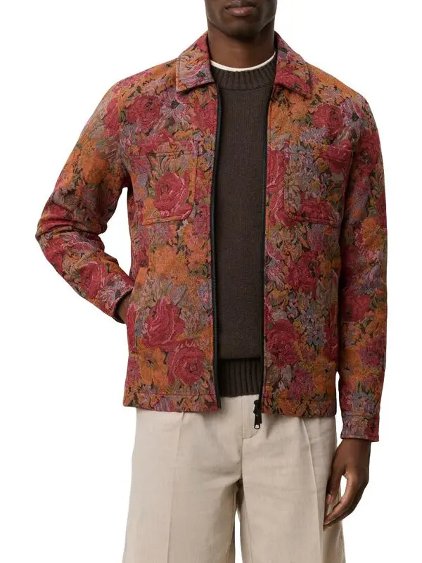 LES DEUX Marseille Floral Jacquard Jacket - Red Dahlia