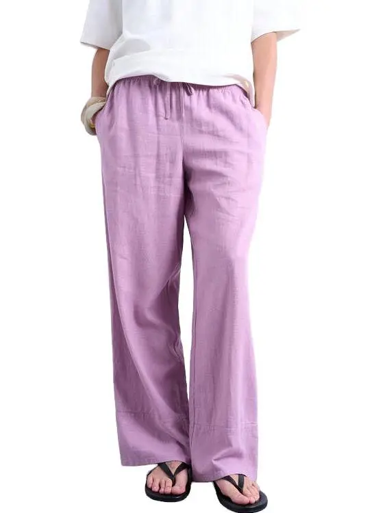 Topshop Wide-leg Linen Blend Pants - Purple