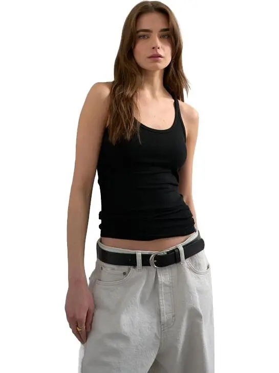 Topshop Spaghetti Strap Racerback Tank - Black