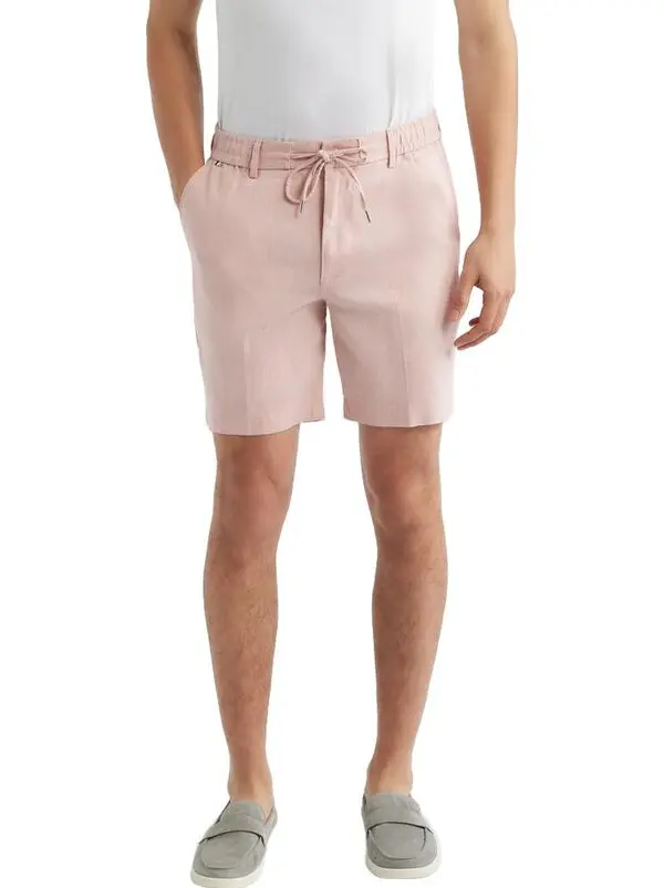 BOSS Linen Blend Drawstring Shorts - Light Pastel/pink
