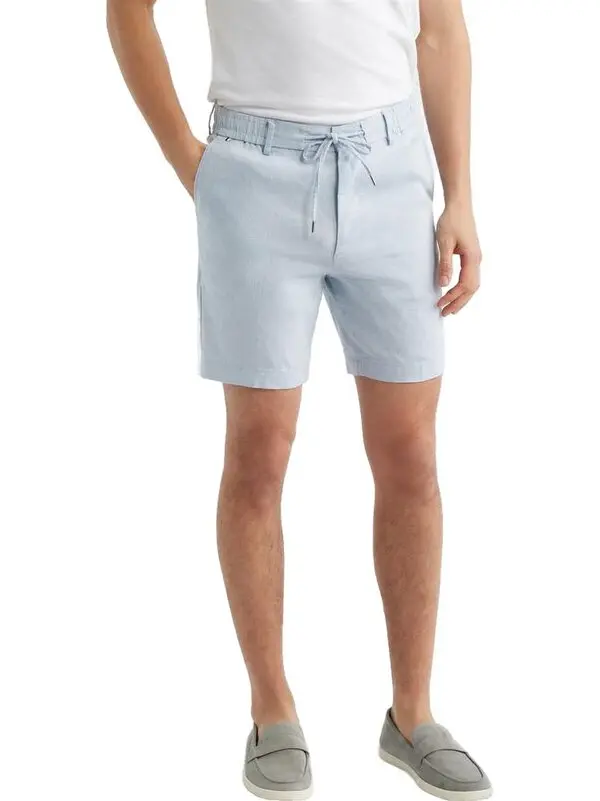 BOSS Linen Blend Drawstring Shorts - Light/pastel Blue