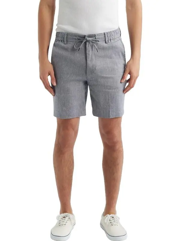 BOSS Linen Blend Drawstring Shorts - Open Blue