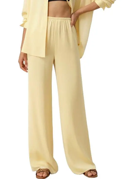 Lilysilk Stretch Silk Georgette Straight Leg Pants - Butter