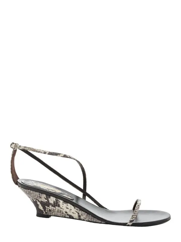 LUCASHEVA Varvara Python-effect Leather Wedge Sandals - Animal