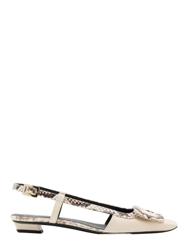 ROGER VIVIER Belle Vivier Python-effect Leather Slingback Flats - Multi