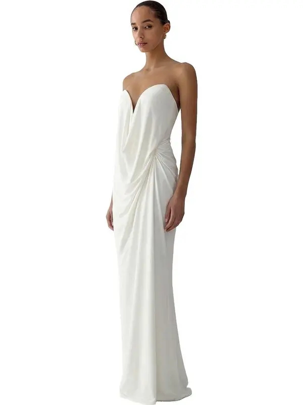 THE NEW ARRIVALS ILKYAZ OZEL Rodin Draped Maxi Dress - White