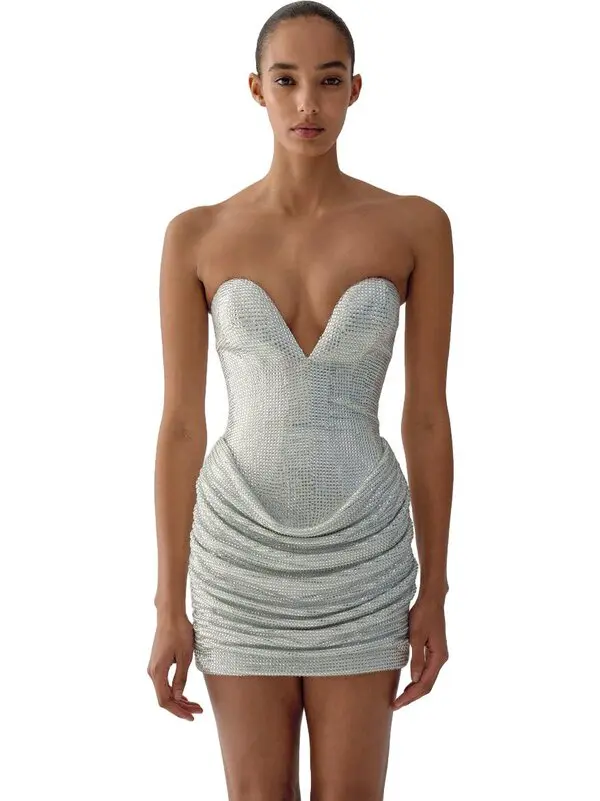 THE NEW ARRIVALS ILKYAZ OZEL Gemma Embellished Mini Dress - White