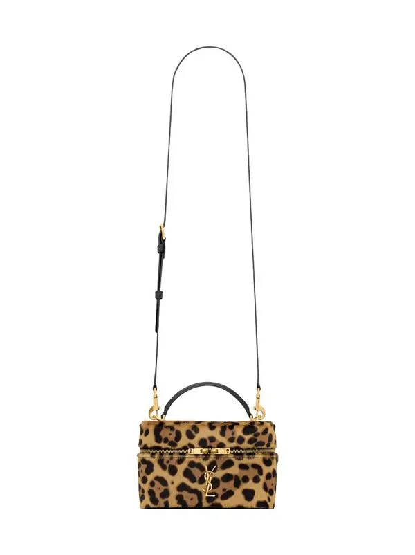 Saint Laurent Gaby Vanity Bag In Leopard Print Pony Hair Leather - Brown