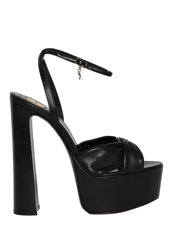 Saint Laurent Franciane 105 Leather Platform Sandals - Black