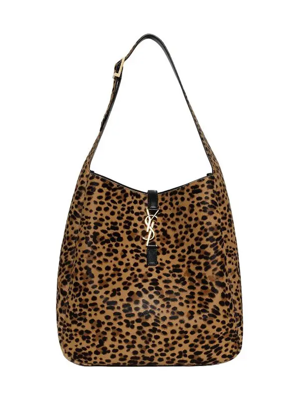 Saint Laurent Le 5 Ã 7 Large Leopard Print Shoulder Bag - Brown