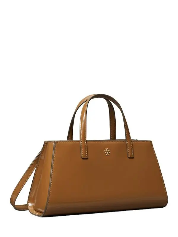 Tory Burch Mini Patent Leather Tote - Rich Walnut