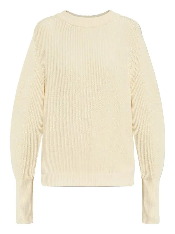 Victoria Beckham Crew Neck Ribbed Knit Sweater - Yellow