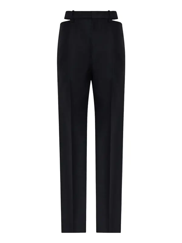 JIL SANDER Wool Trousers With Slit Waistband - Navy Blue