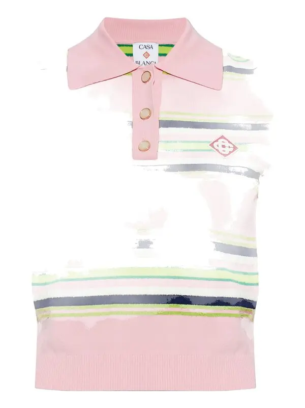 Casablanca Striped Pattern Polo - Pink