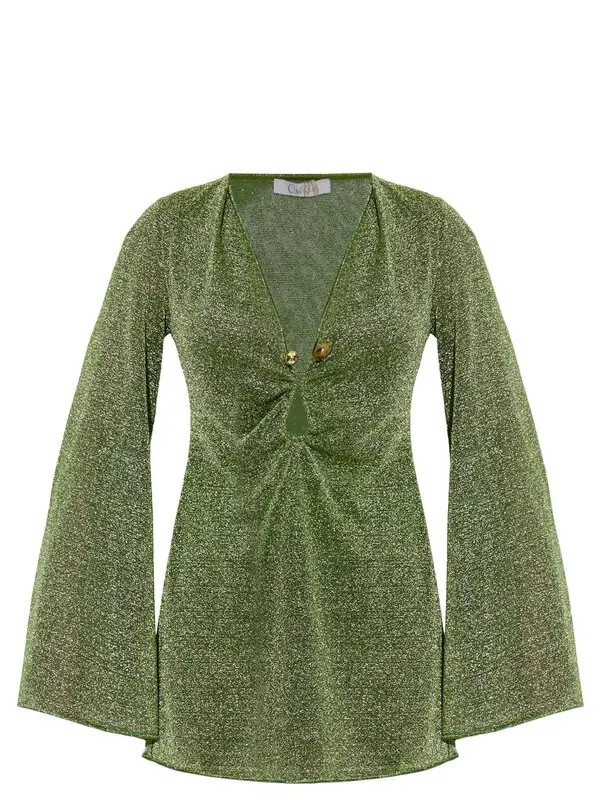 Oseree Mini Dress With Lurex Thread - Green