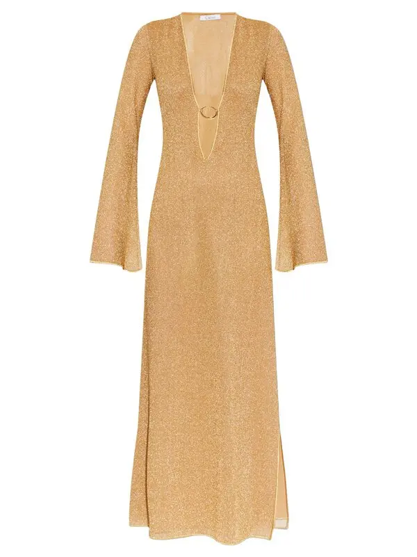 Oseree Lurex Thread Maxi Dress - Gold