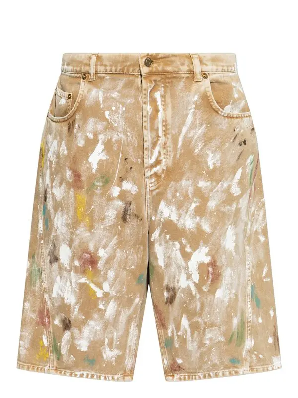 Moschino Vintage-effect Denim Shorts - Beige