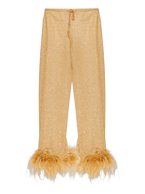 Oseree Ostrich Feather Trousers - Gold