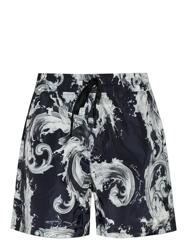 Versace Shorts With 'barocco' Print - Black