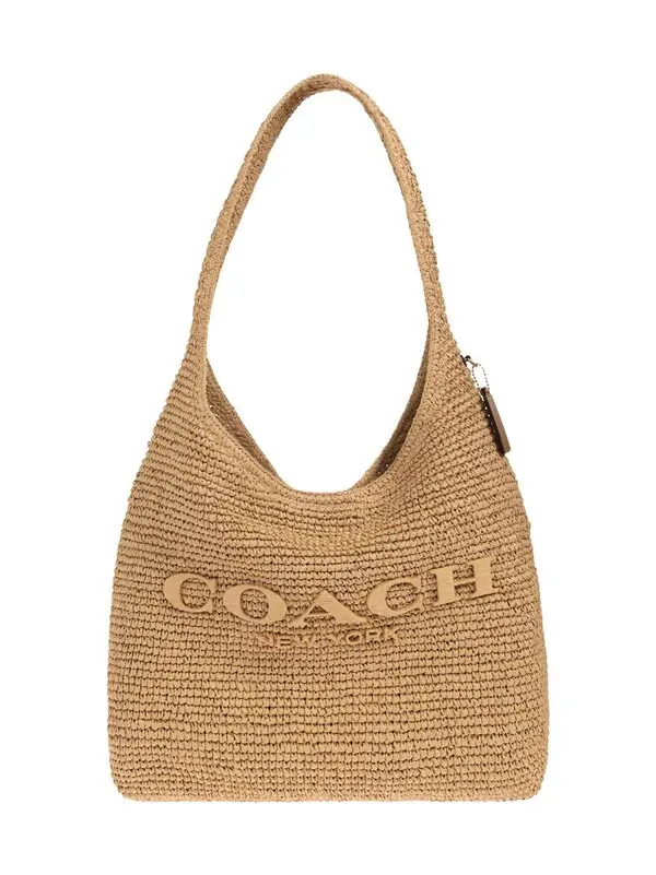 COACH Woven Shoulder Bag - Beige