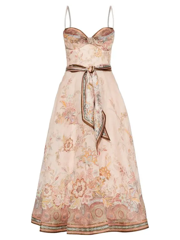 Zimmermann Belted Waist Midi Dress - Pink