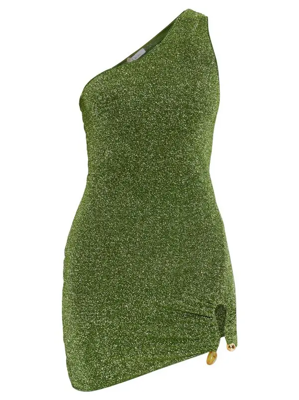 Oseree Lurex Thread Mini Dress - Green